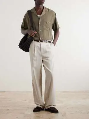Oliver Peoples Cotton Linen-blend Drawstring Trousers