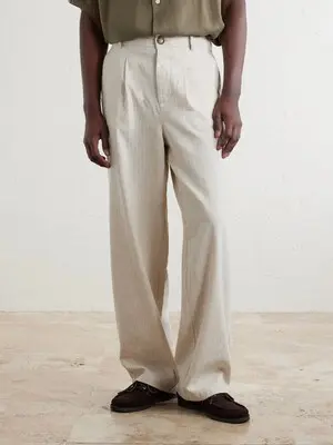Oliver Peoples Cotton And Linen-blend Drawstring Trousers