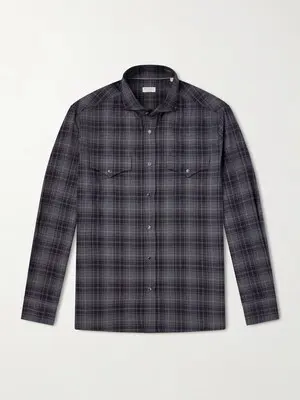 Brunello Cucinelli Checked Cotton-flannel Shirt - Gray