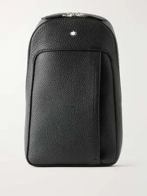 Montblanc Logo-appliquéd Full-grain Leather Messenger Bag - Black