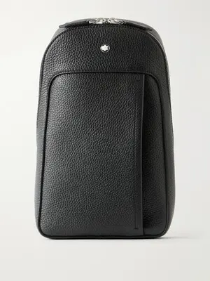 Montblanc Logo-appliquéd Full-grain Leather Messenger Bag - Black