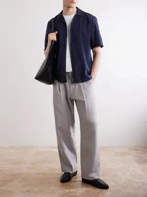 Sunspel Camp-collar Textured-cotton Shirt
