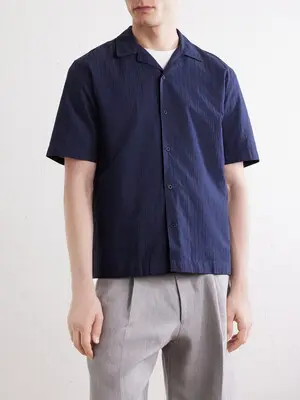 Sunspel Camp-collar Textured-cotton Shirt