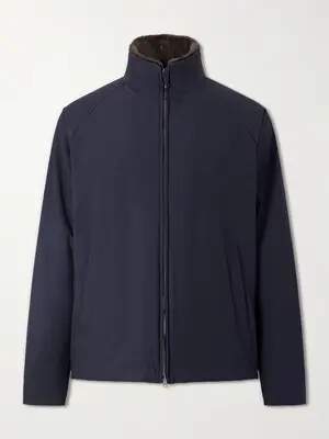 Herno Faux Fur Trimmed Bomber Jacket - Blue