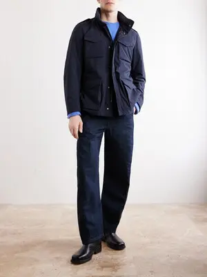 Herno Four Pockets Woven Field Jacket - Blue