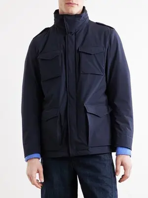 Herno Four Pockets Woven Field Jacket - Blue