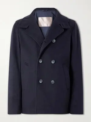 Herno Double-breasted Woven Coat - Blue