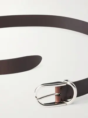 Brunello Cucinelli 3cm Leather Belt With Silver-tone Buckle