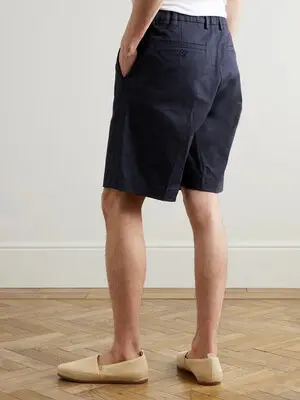Nn07 Kay 1420 Straight-leg Pleated Stretch Organic Cotton Shorts