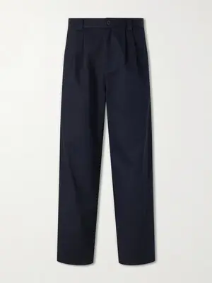 A.p.c. Ricky Straight-leg Pleated Organic Cotton Trousers - Blue