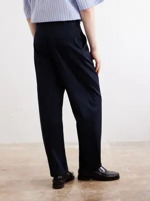 A.p.c. Ricky Straight-leg Pleated Organic Cotton Trousers - Blue