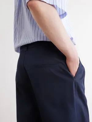 A.p.c. Ricky Straight-leg Pleated Organic Cotton Trousers - Blue
