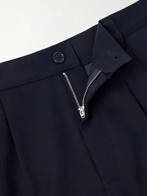 A.p.c. Ricky Straight-leg Pleated Organic Cotton Trousers - Blue