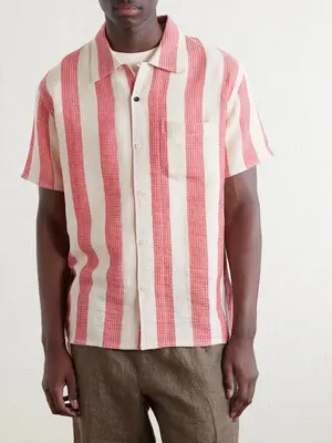 KARDO Camp-collar Striped Cotton Shirt
