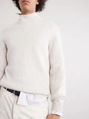 Brunello Cucinelli Ribbed Cashmere Rollneck Sweater