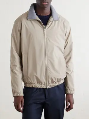 LARDINI Zip-up Shell Bomber Jacket - Neutrals