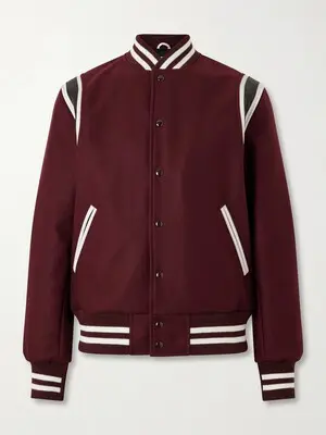 Golden Bear Hayes Leather Trimmed Wool-blend Varsity Jacket - Red