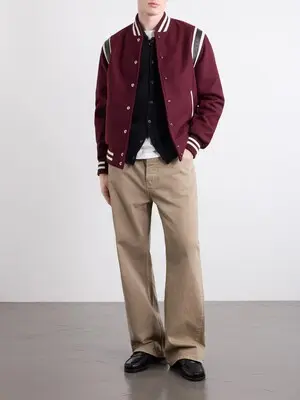 Golden Bear Hayes Leather Trimmed Wool-blend Varsity Jacket