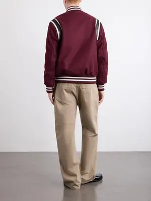 Golden Bear Hayes Leather Trimmed Wool-blend Varsity Jacket