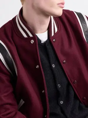 Golden Bear Hayes Leather Trimmed Wool-blend Varsity Jacket
