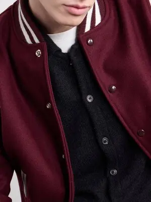 Golden Bear Hayes Leather Trimmed Wool-blend Varsity Jacket