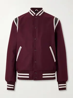 Golden Bear Hayes Leather Trimmed Wool-blend Varsity Jacket - Red