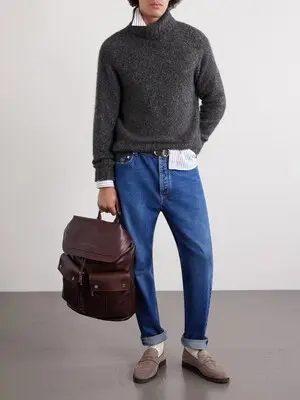 Brunello Cucinelli Ribbed Cashmere And Silk-blend Rollneck Sweater