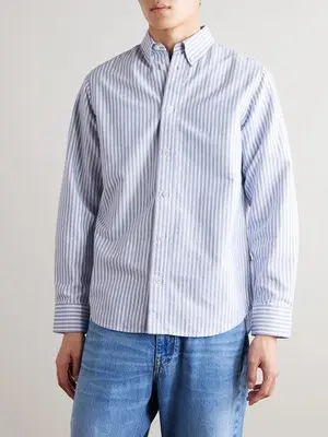 Nn07 Colby 5910 Button-down Collar Striped Organic Cotton Oxford Shirt