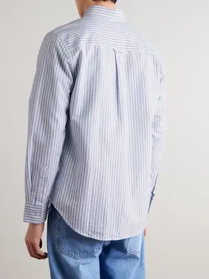 Nn07 Colby 5910 Button-down Collar Striped Organic Cotton Oxford Shirt