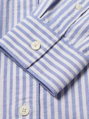Nn07 Colby 5910 Button-down Collar Striped Organic Cotton Oxford Shirt