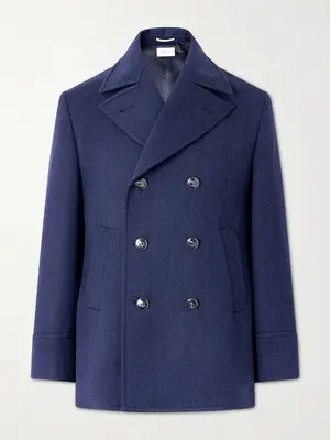 Brunello Cucinelli Double-breasted Wool And Silk-blend Coat - Blue