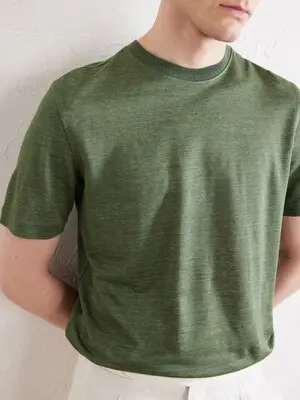 Zegna Oasi Knitted Linen T-shirt - Green