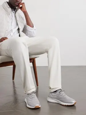 Brunello Cucinelli Stretch-knit Sneakers With Embossed Logo Detail