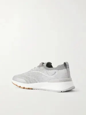 Brunello Cucinelli Stretch-knit Sneakers With Embossed Logo Detail
