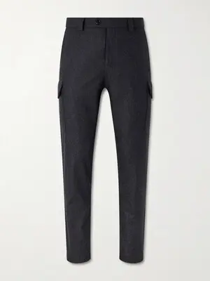 Brunello Cucinelli Tapered Virgin Wool Cargo Trousers - Gray
