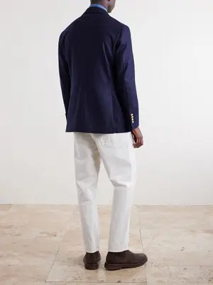 Brunello Cucinelli Double-breasted Wool Blazer - Blue