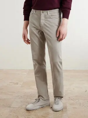 Brunello Cucinelli Straight-leg Cotton-corduroy Trousers - Neutrals