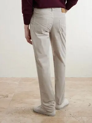 Brunello Cucinelli Straight-leg Cotton-corduroy Trousers - Neutrals