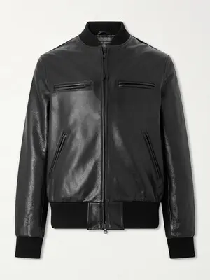 Golden Bear Ridgewood Leather Bomber Jacket - Black