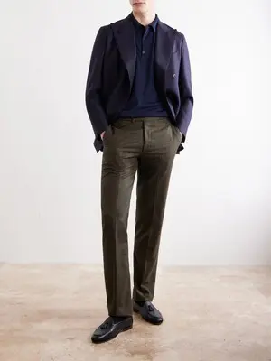 John Smedley Macloud Knitted Merino Wool Polo Shirt - Blue