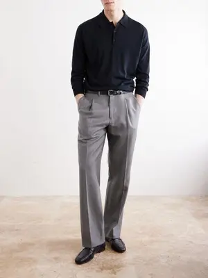 John Smedley Caverhill Knitted Merino Wool Polo Shirt