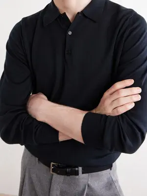 John Smedley Caverhill Knitted Merino Wool Polo Shirt