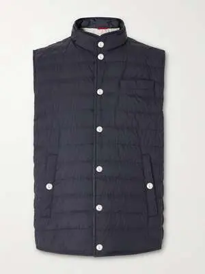 Brunello Cucinelli Quilted Shell Down Gilet - Navy