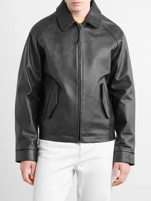 Golden Bear Dunbar" Distressed Leather Bomber Jacket
