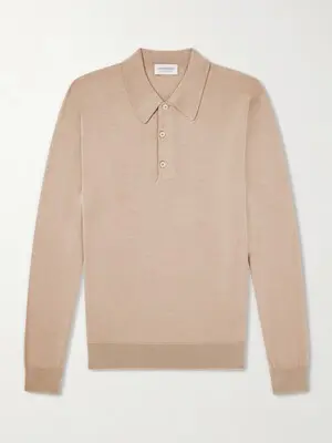 John Smedley Caverhill Knitted Merino Wool Polo Shirt - Neutrals