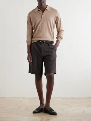 John Smedley Caverhill Knitted Merino Wool Polo Shirt - Neutrals