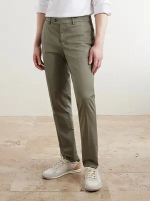 Brunello Cucinelli Straight-leg Stretch-cotton Twill Trousers