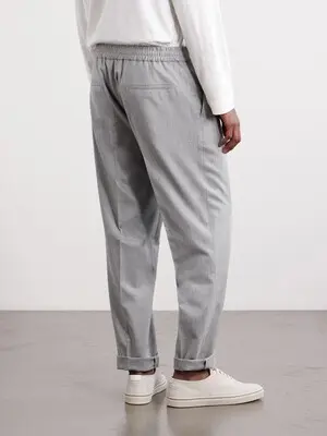 Brunello Cucinelli Tapered Virgin Wool-flannel Drawstring Trousers