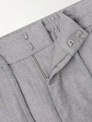Brunello Cucinelli Tapered Virgin Wool-flannel Drawstring Trousers