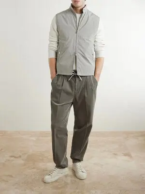 Brunello Cucinelli Straight-leg Cotton-corduroy Drawstring Trousers - Gray